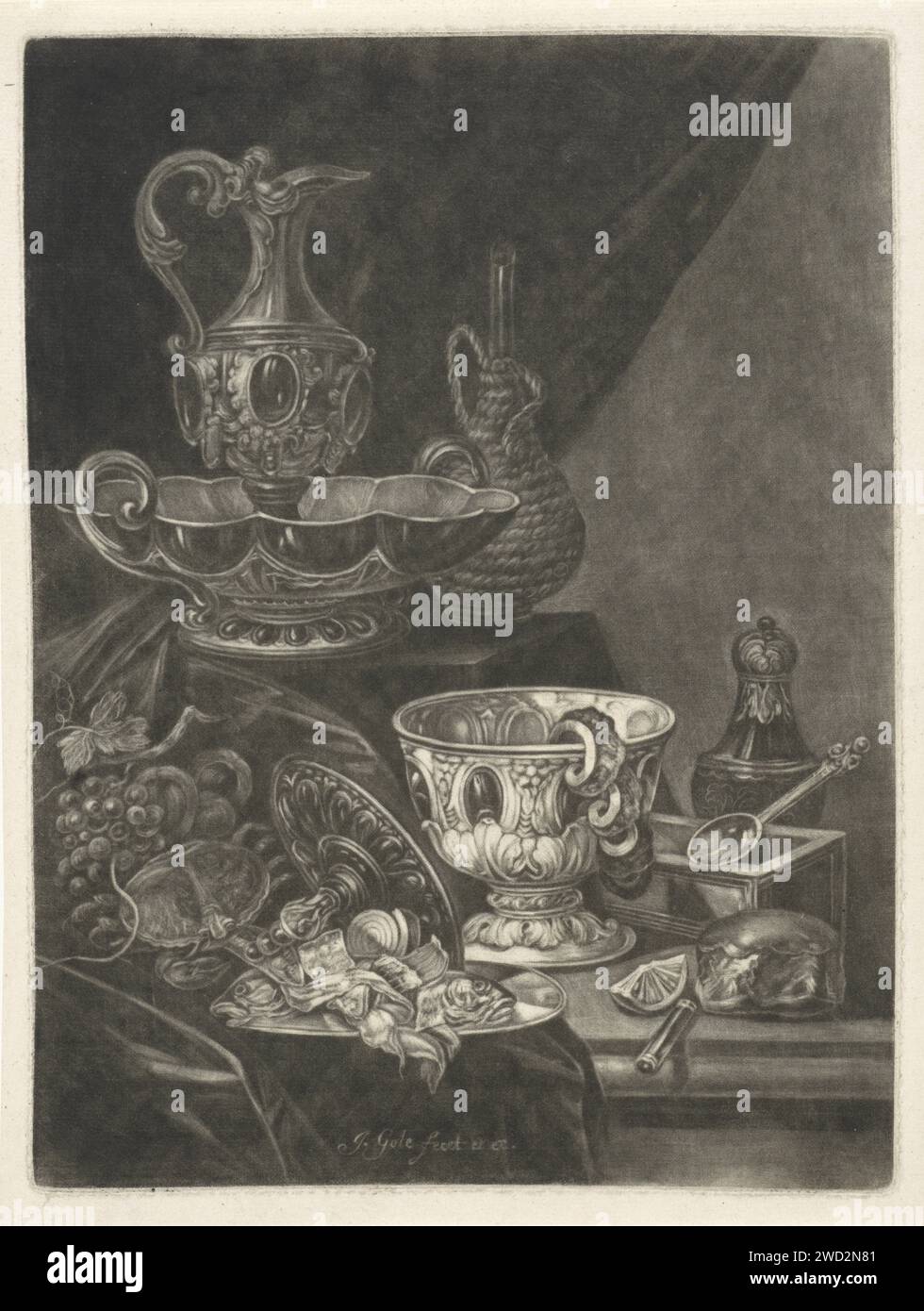 Still life with bowls and jars, Jacob Gole, 1670 - 1724 print Still ...