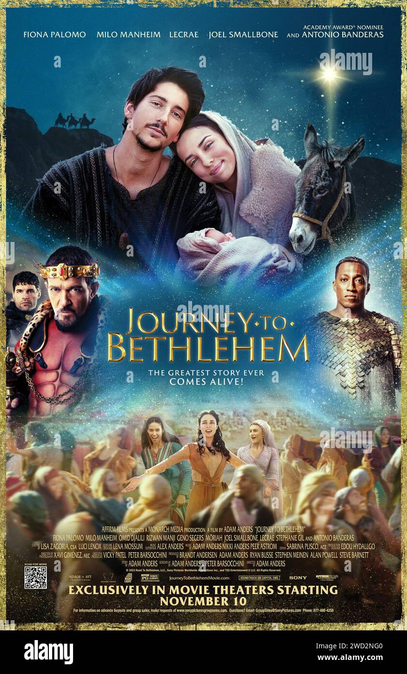 Journey to Bethlehem poster Fiona Palomo & Milo Manheim Stock Photo - Alamy