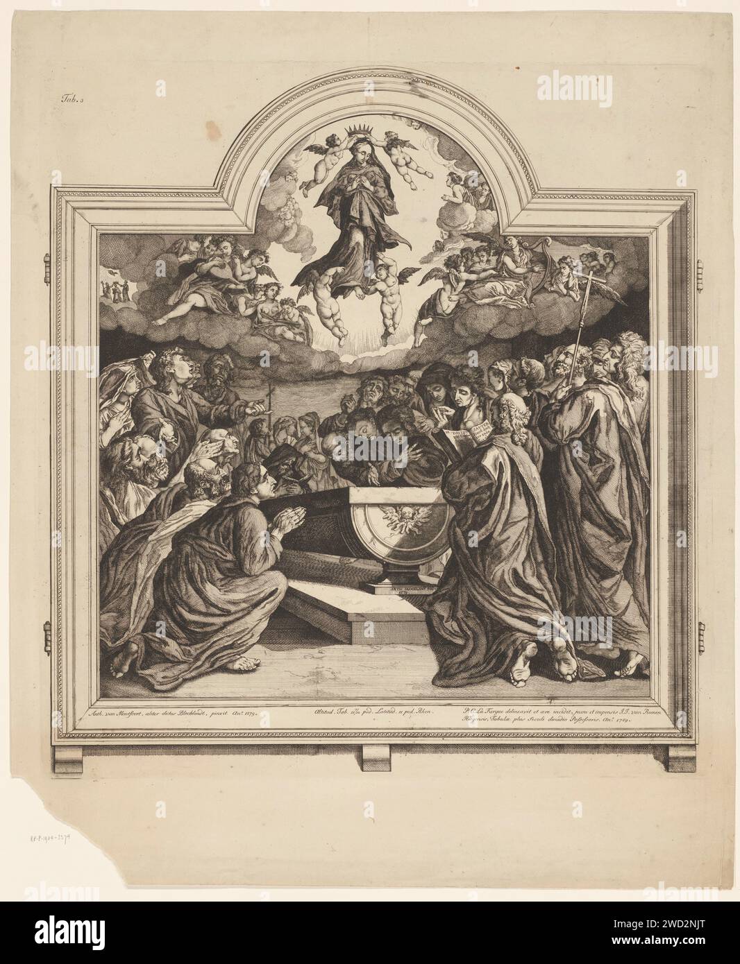 Ascension of Maria, Paulus Constantijn La Fargue, After Anthonie Blocklandt, 1759 print Part of ...