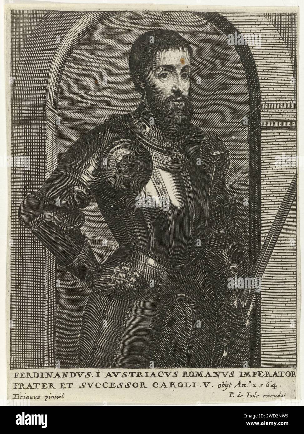 Portrait of Ferdinand I of Habsburg, Keizer, Pieter de Jode (II), After ...