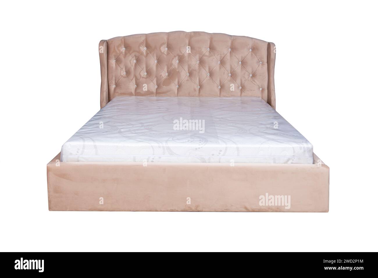 Double bed with soft headboard. Cushioned furniture Stock Photo - Alamy