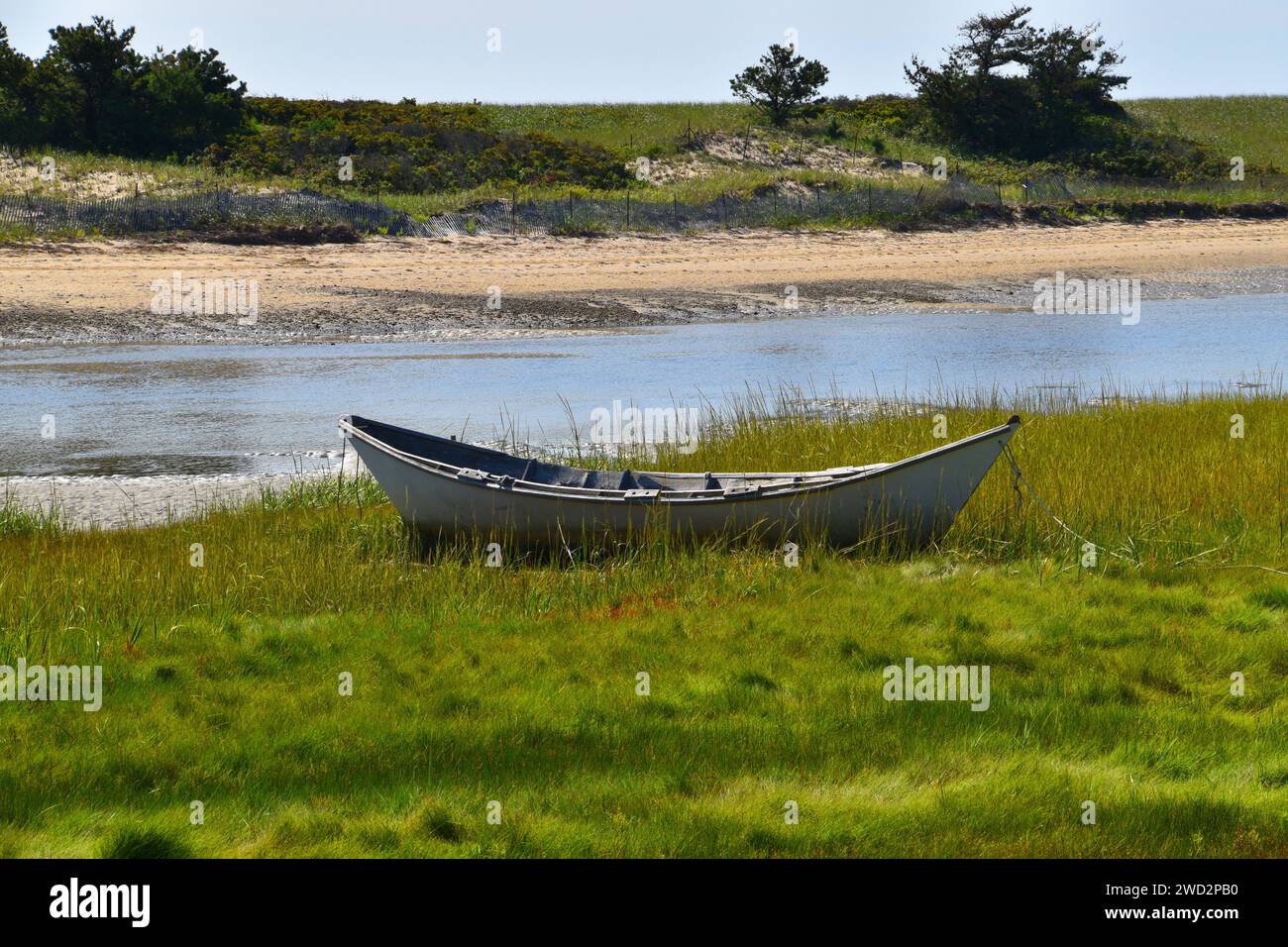 Footbridge Beach Maine-Boat Stock Photo - Alamy