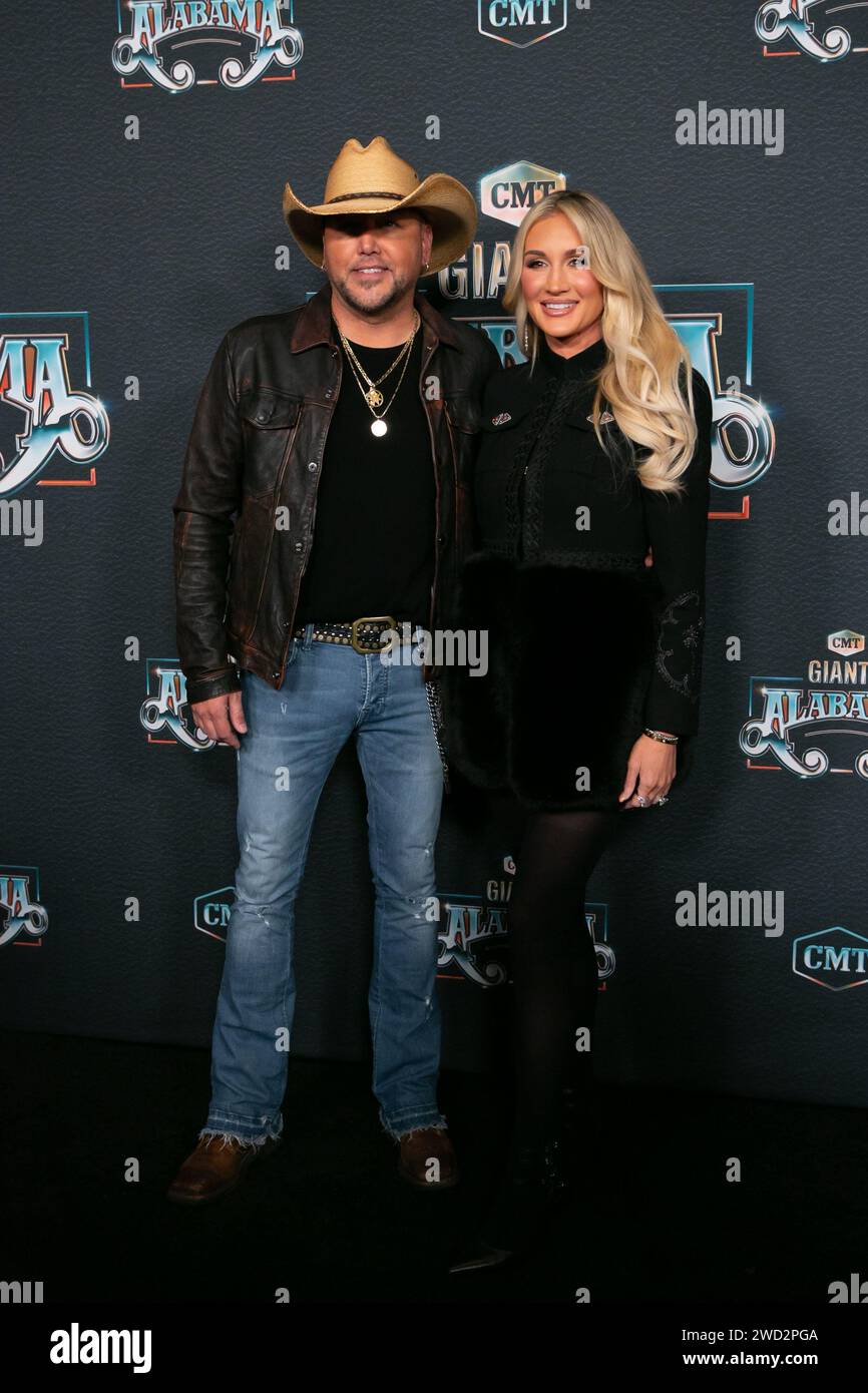 Nashville, USA. 17th Jan, 2024. Jason Aldean and Brittany Aldean arrive ...