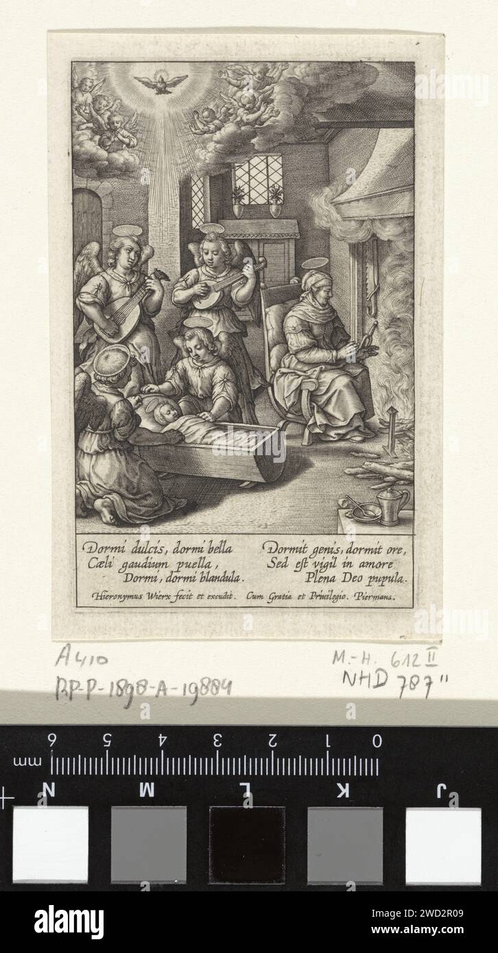 Maria sleeps in her cradle, Hieronymus Wierix, 1563 - Before 1619 print The young Maria is in ...