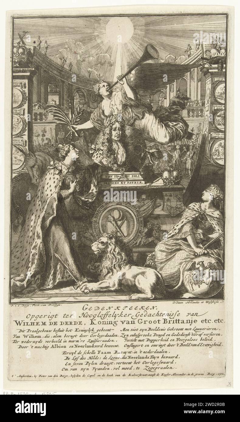 Allegory on the death of William III, King of England, Pieter van den ...