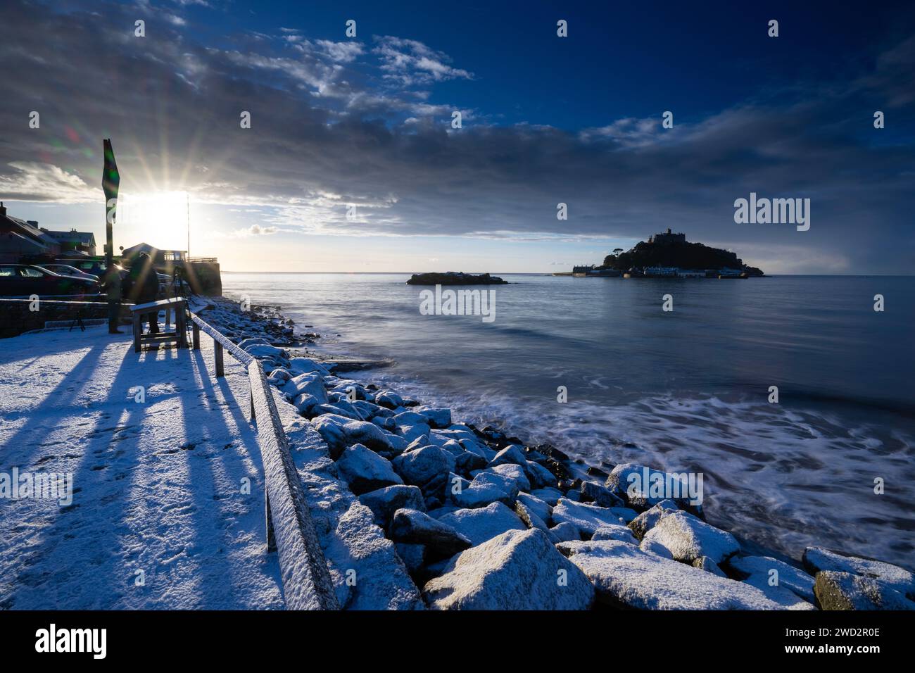St.Michaels Mount January Snow Stock Photo - Alamy