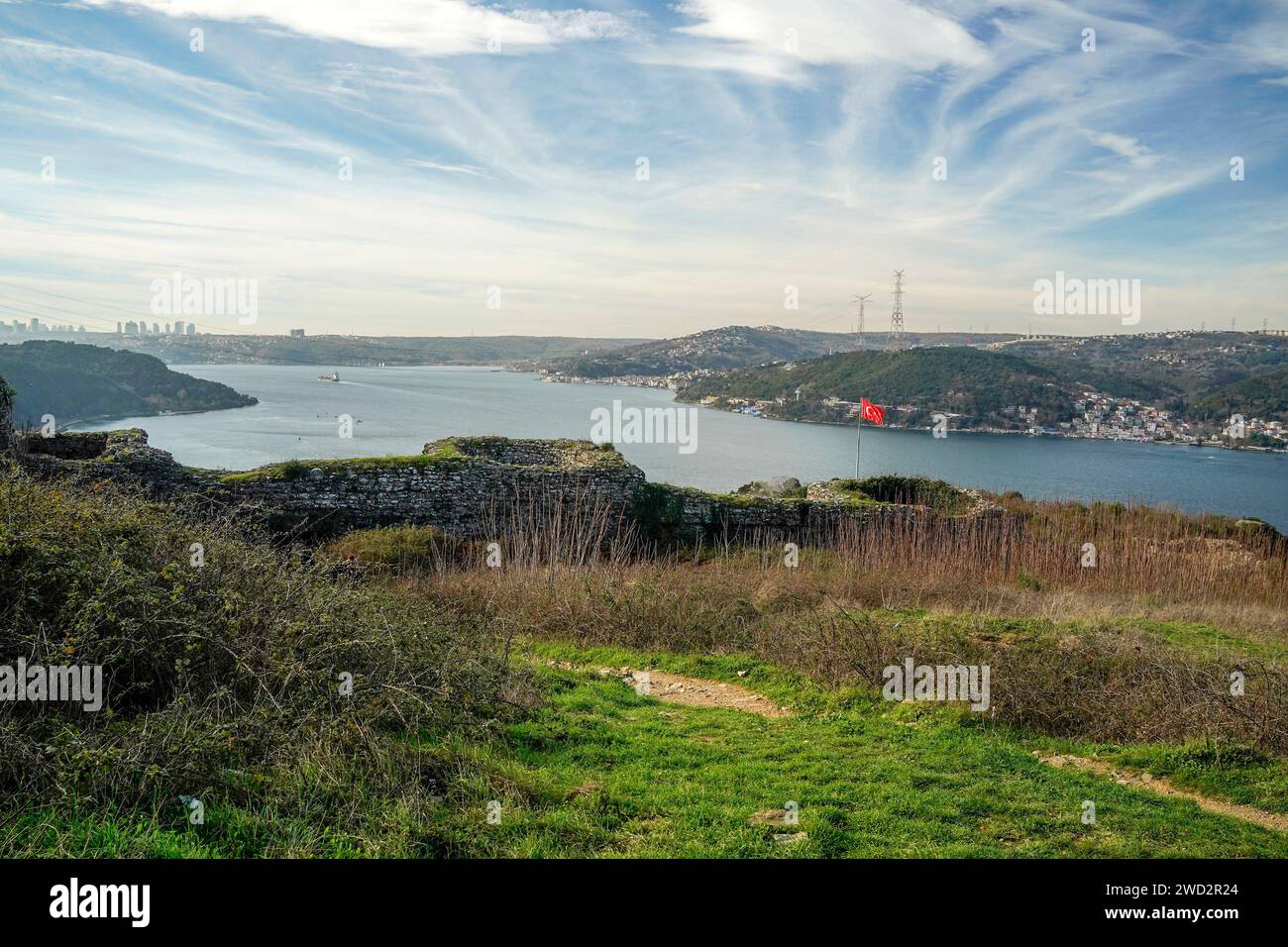 Aerial view from Fortress Ruins of Yoros Castle, Yoros Kalesi, or ...
