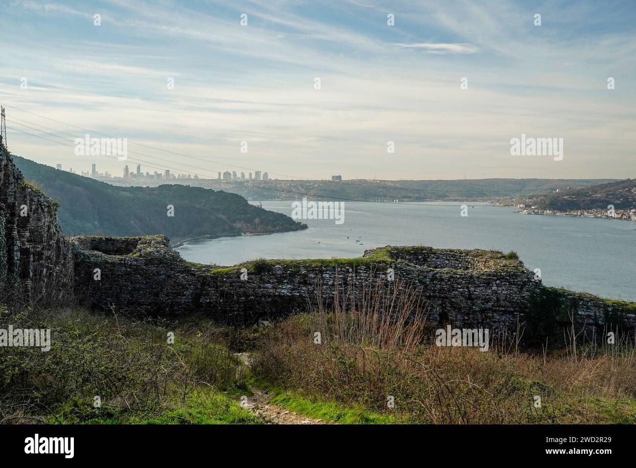 Aerial view from Fortress Ruins of Yoros Castle, Yoros Kalesi, or ...