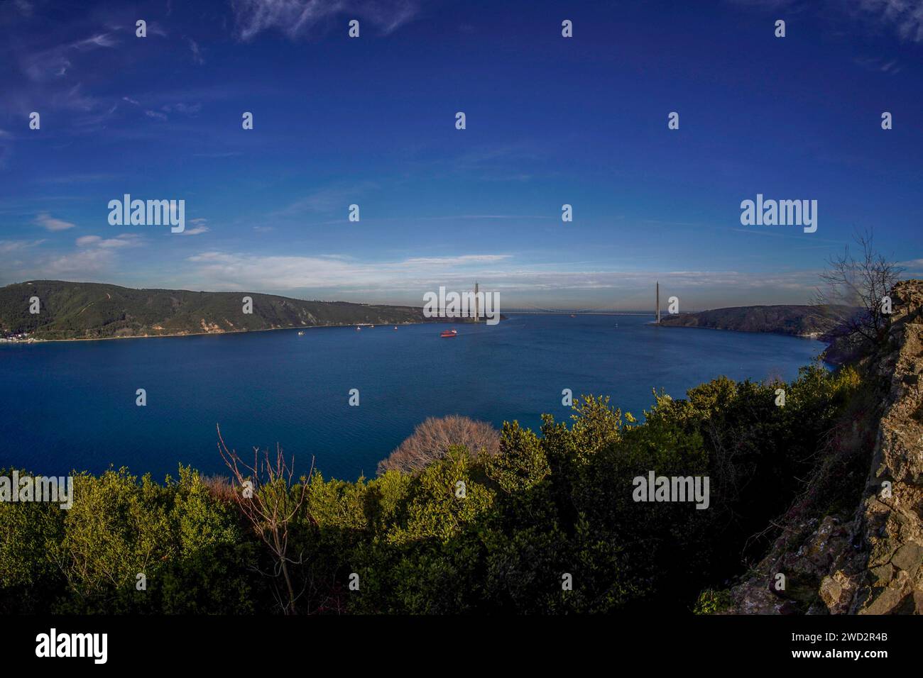 Aerial view from Fortress Ruins of Yoros Castle, Yoros Kalesi, or ...