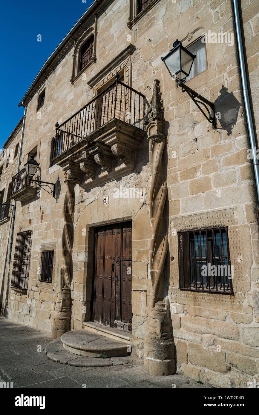 Facade of 16th century mansion of the Chaves-Cardenas on the western ...