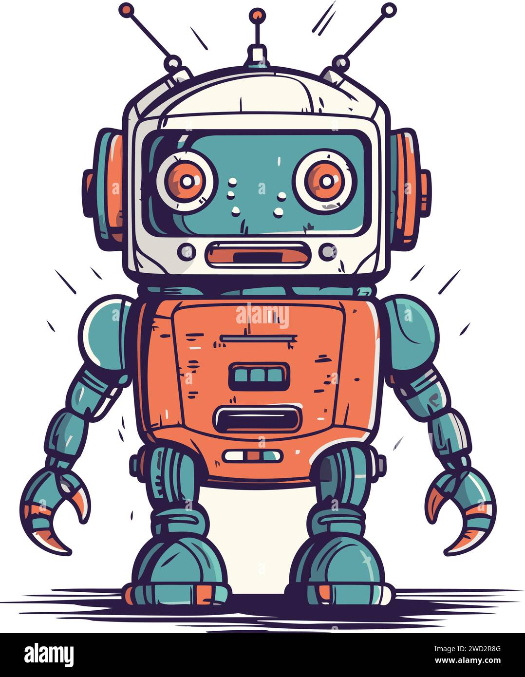 Cartoon robot. Isolated on white background. Vector illustration Stock ...