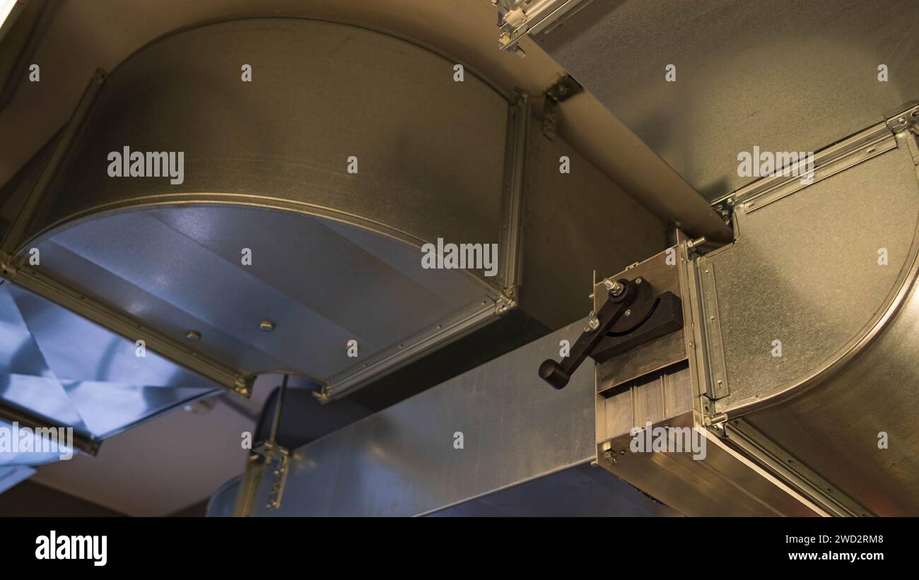 Stainless steel air vent junction with lever Stock Photo - Alamy