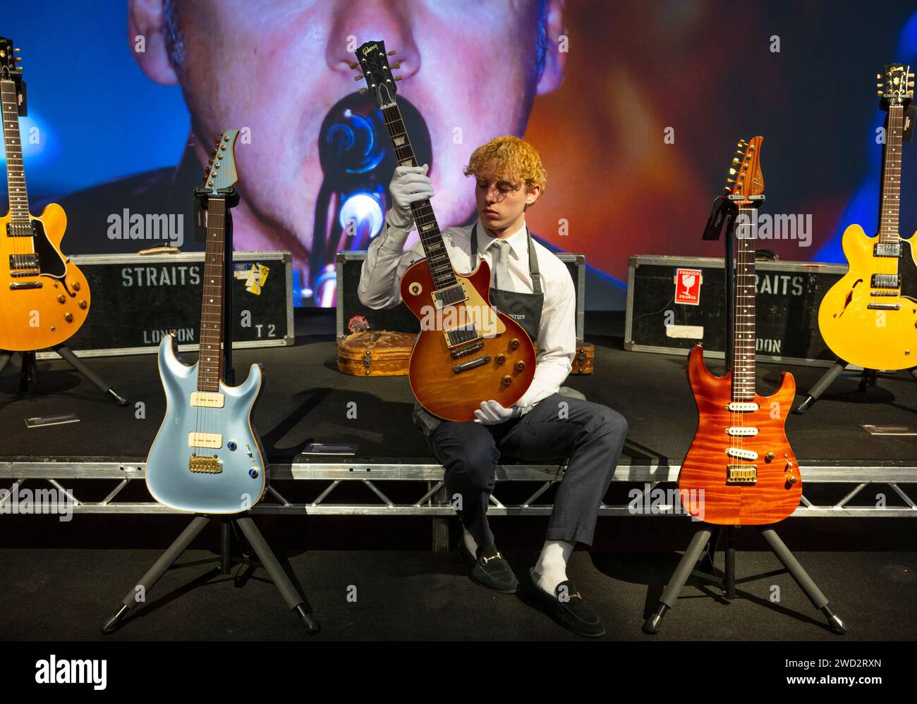 Christie's, London, UK. 18th Jan, 2024. Christie's will auction guitars ...