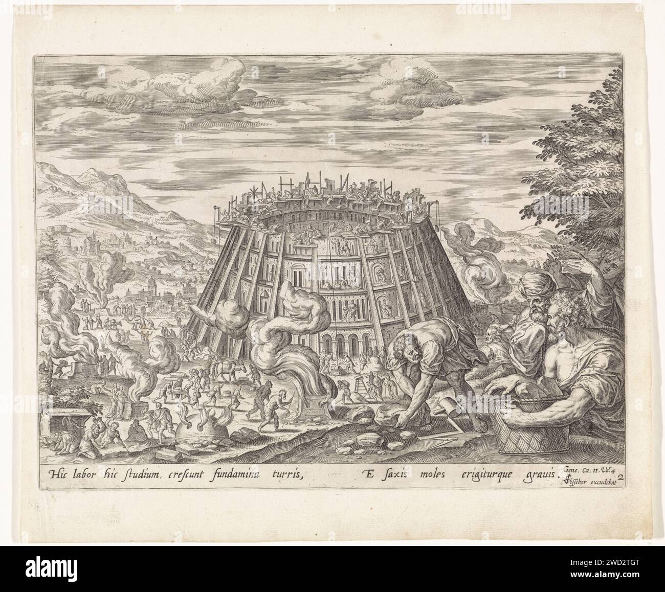 Construction of the tower of Babel, Hans Collaert (I) (attributed to ...