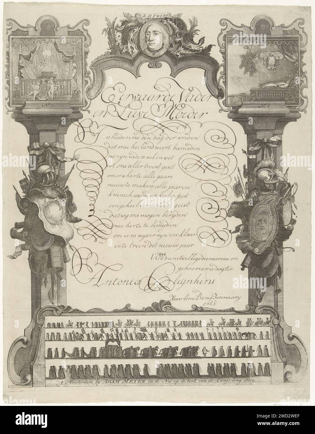 New Year's wish with calligraphy text within a peripheral work with the ...