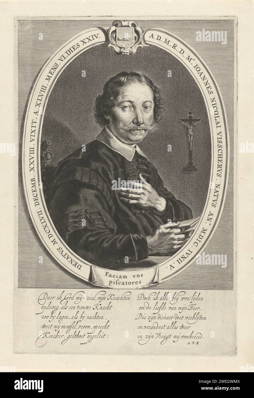 Portrait of Johannes Nicolaesz. Visscher, Theodor Matham, 1647 - 1676 ...