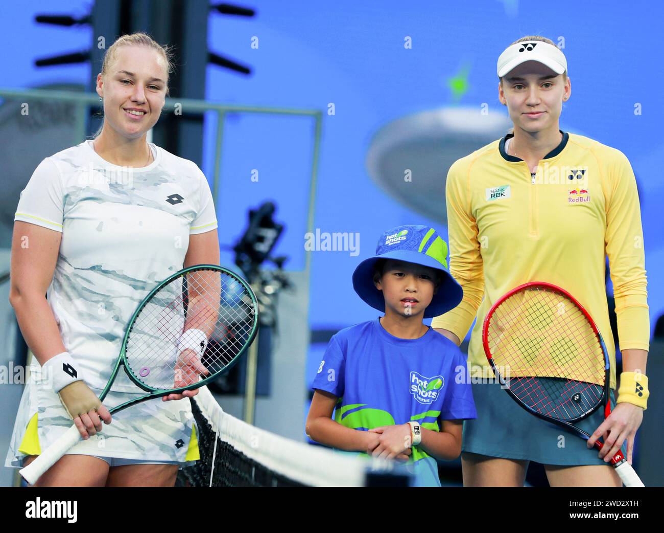 Melbourne, Australia. 18th Jan, 2024. Elena Rybakina (R) of Kazakhstan ...