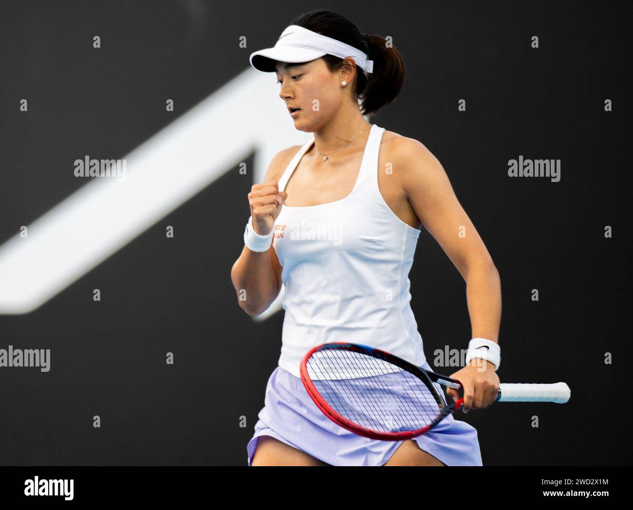 Melbourne, Australia. 18th Jan, 2024. Wang Yafan of China reacts during ...