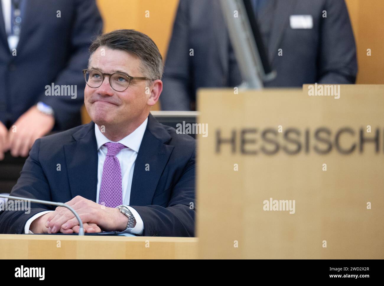 Wiesbaden, Germany. 18th Jan, 2024. Boris Rhein (CDU) is sworn in as ...
