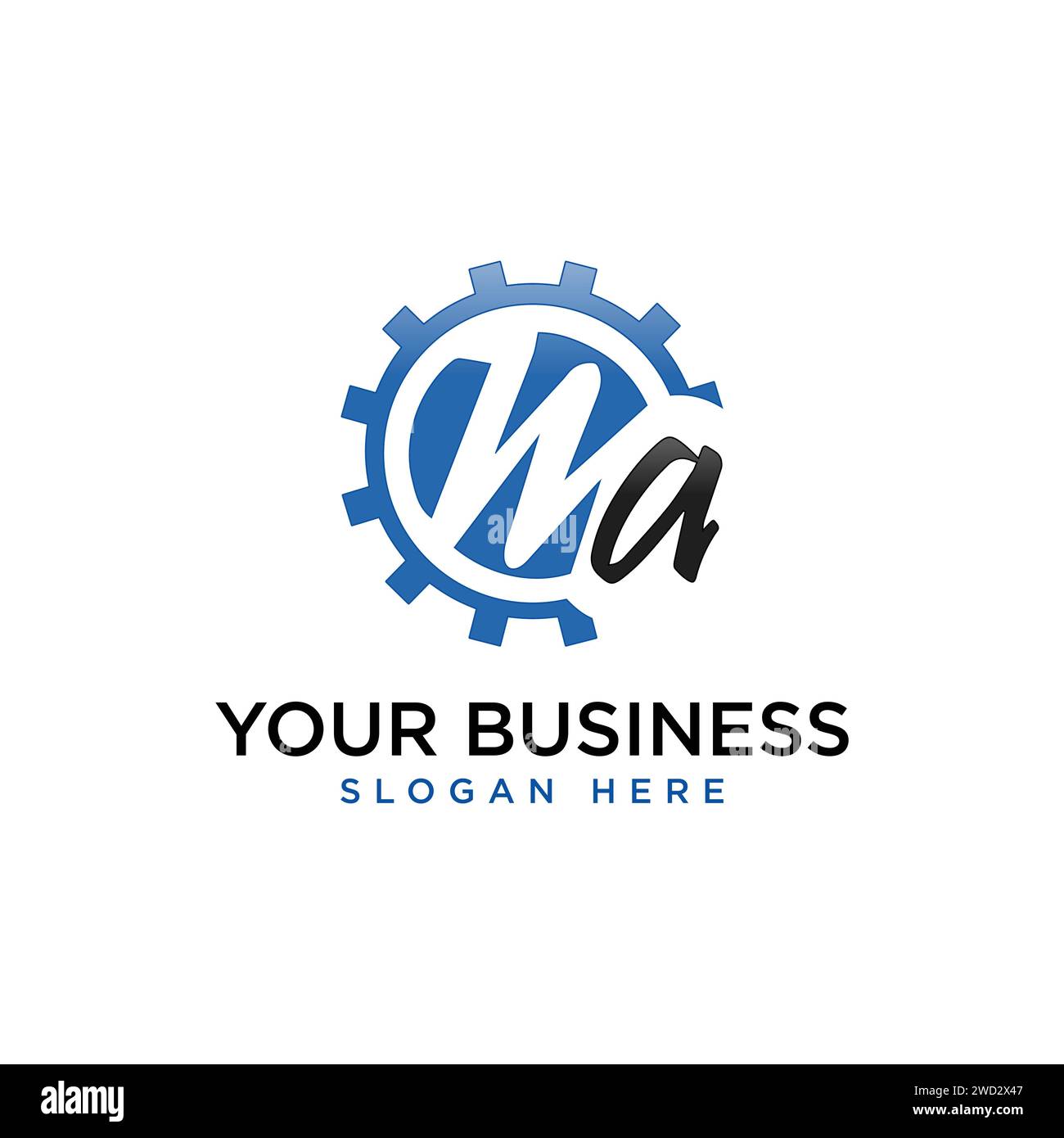 Abstract MA letter branding logo design with gear. Vector illustration ...