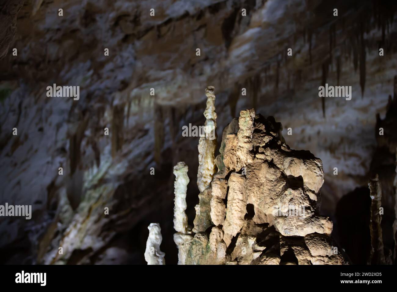 The cave is karst, amazing view of stalactites and stalagnites ...