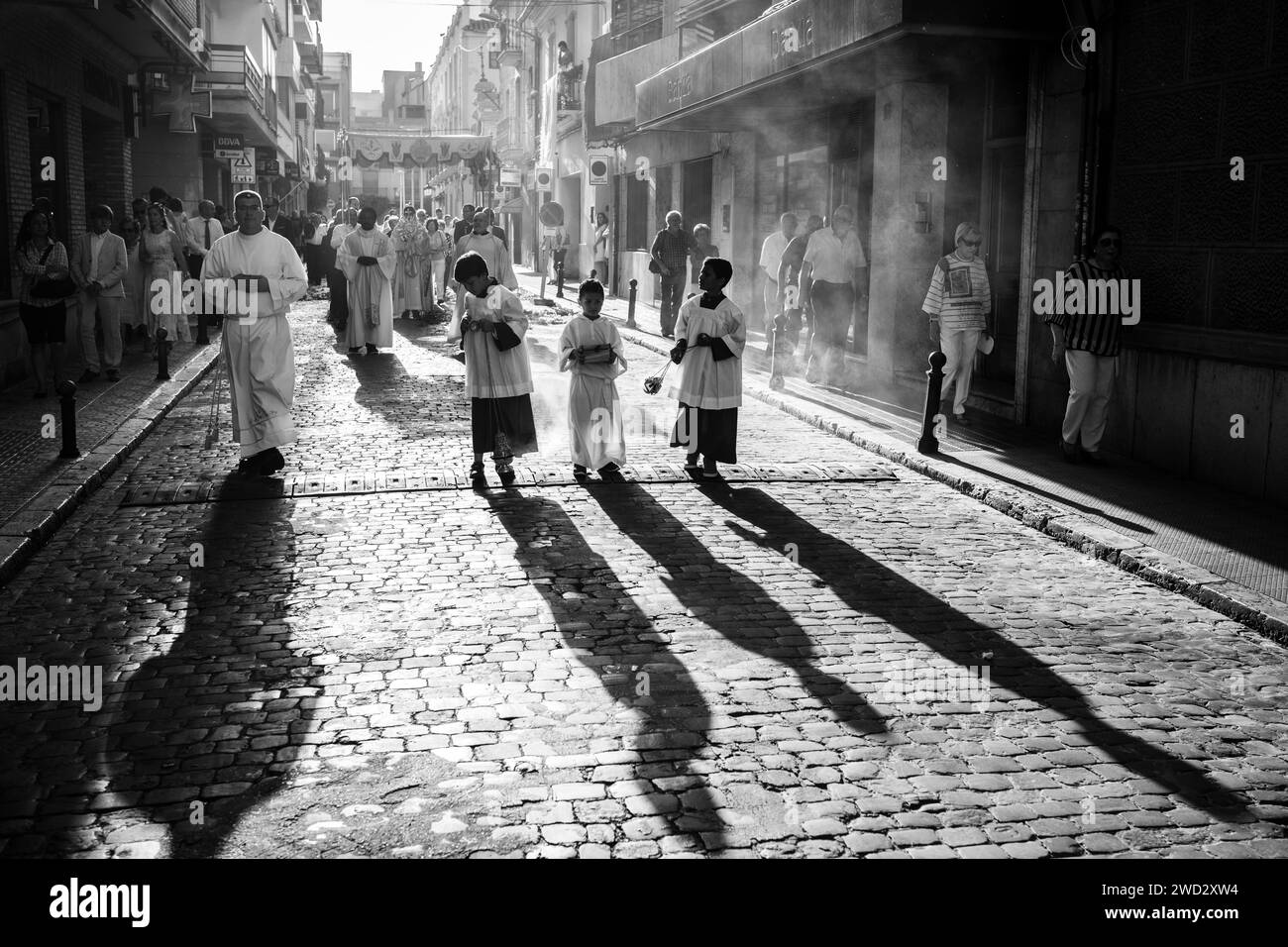 Black and white photograph of a procession of the Christian feast of ...