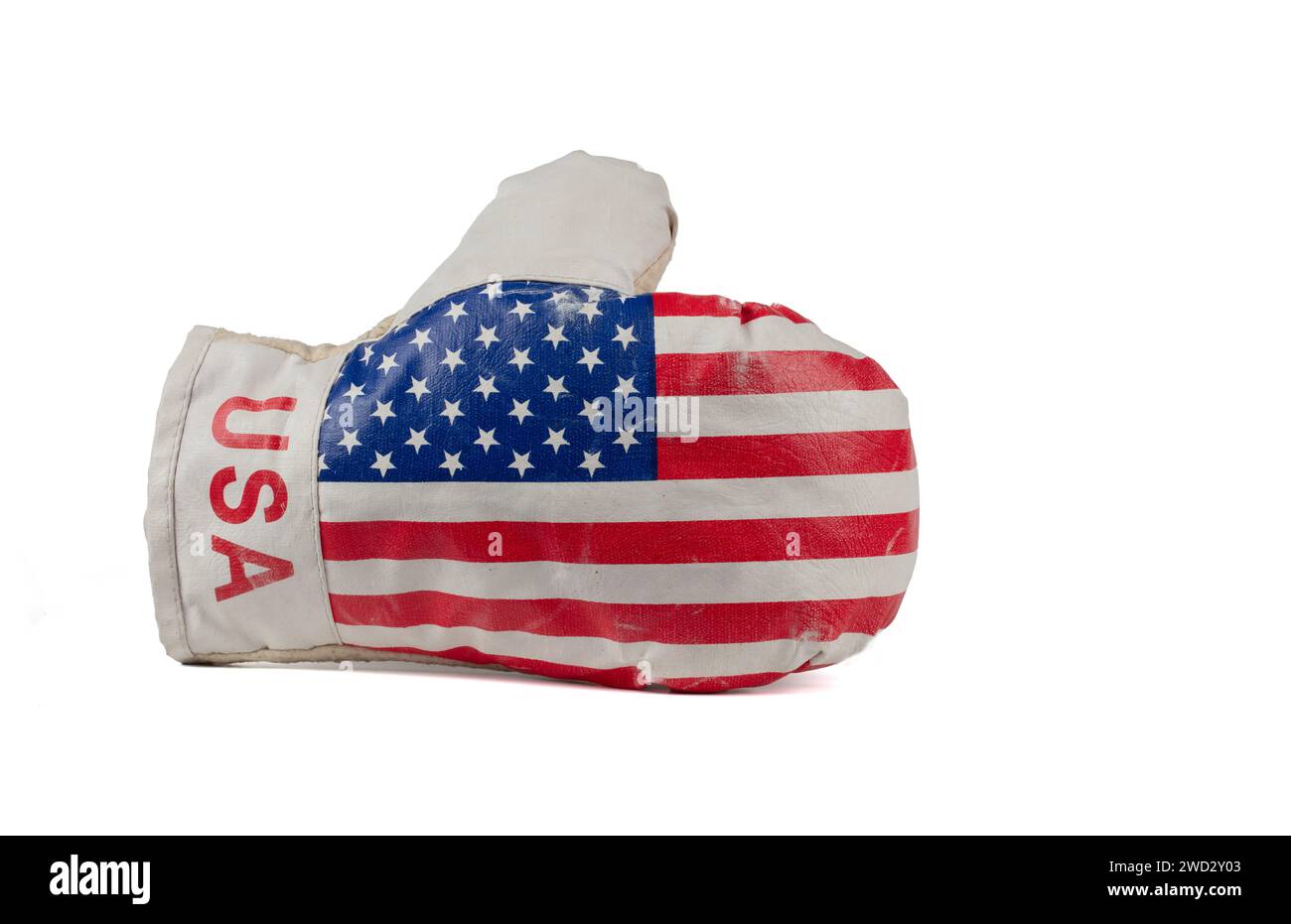 Boxing vintage glove with USA flag on white background Stock Photo - Alamy