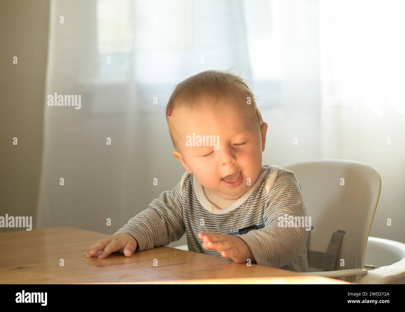 Toddler child or infant baby crying, do not want eating food on baby ...