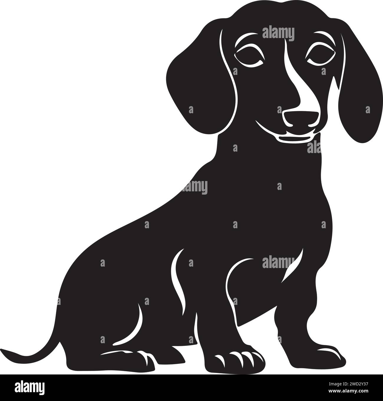 Dachshund, solid black silhouette, vector Illustration Stock Vector ...