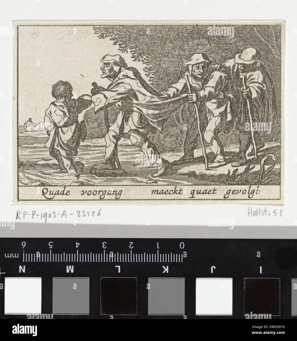 Boy leads blind, Pieter Hendricksz. SCHUT, 1628 - 1650 print Three old ...