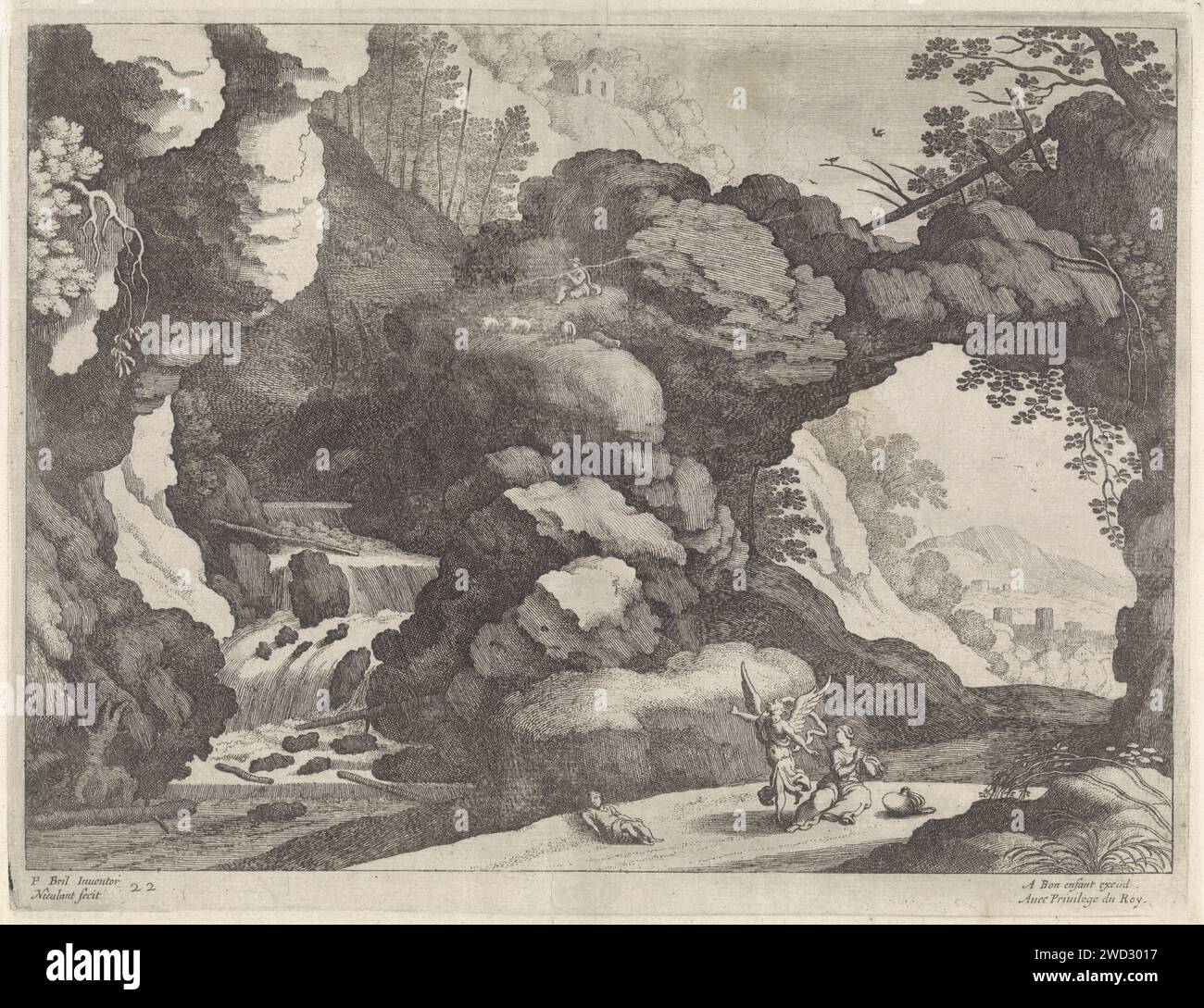 Landscape with Hagar and Ismaël, Willem van Nieulandt (II), After Paul ...