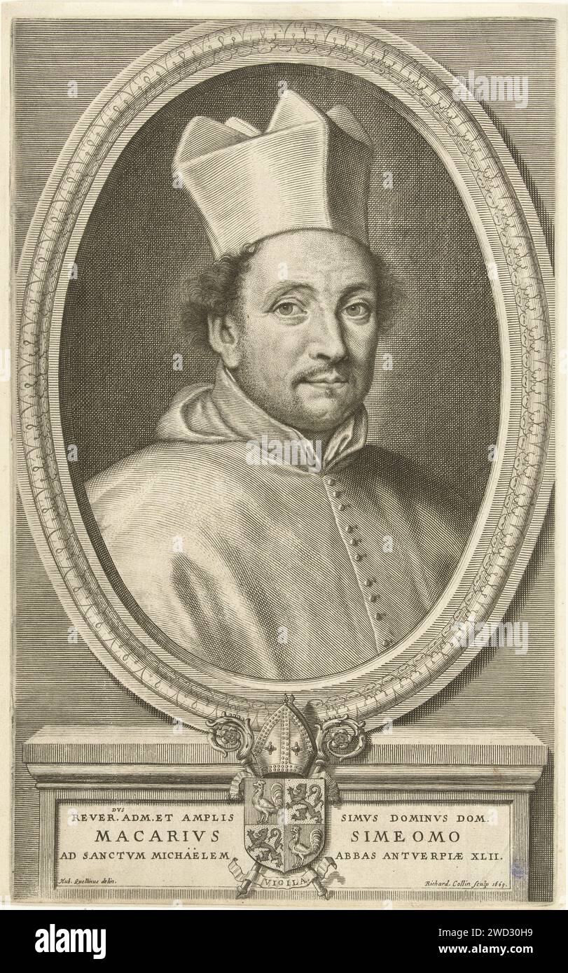 Portrait of the Antwerp Abt Macarius Simeomo, Richard Collin, After ...