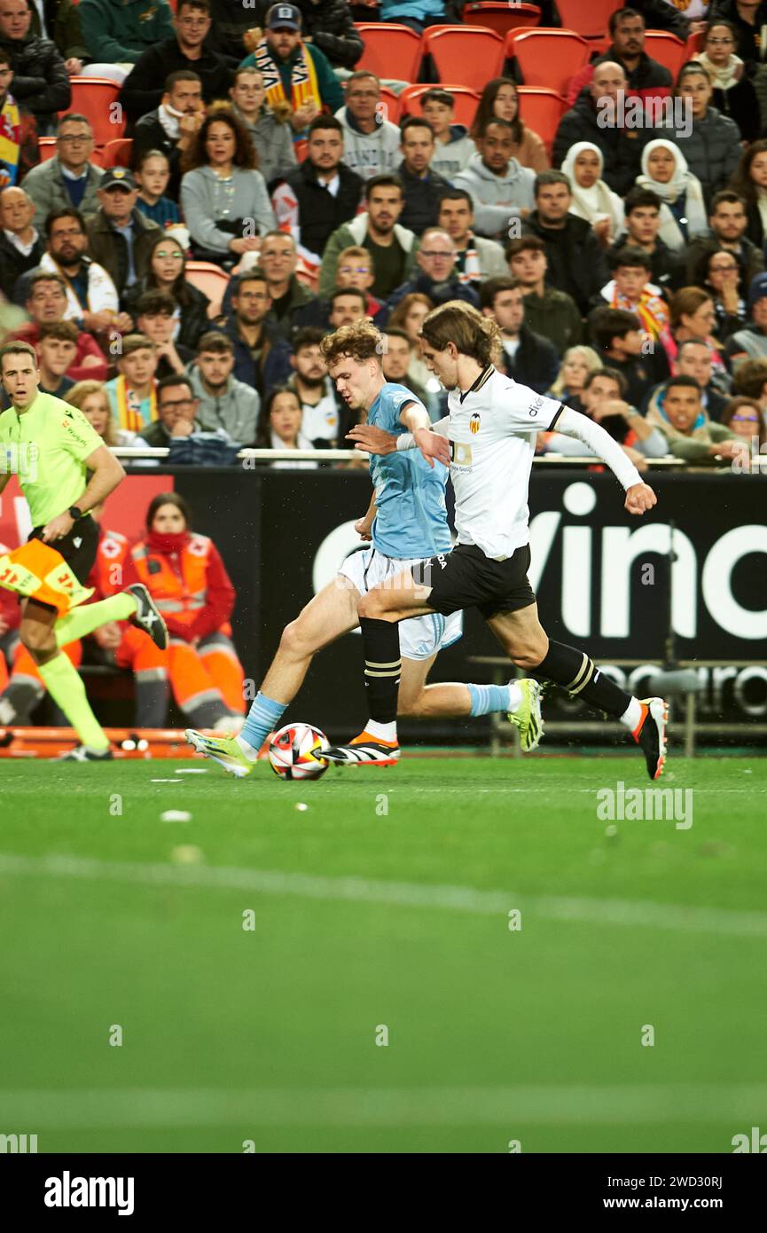 Williot Swedberg RC Celta Vigo, Yarek of Valencia CF in action during ...
