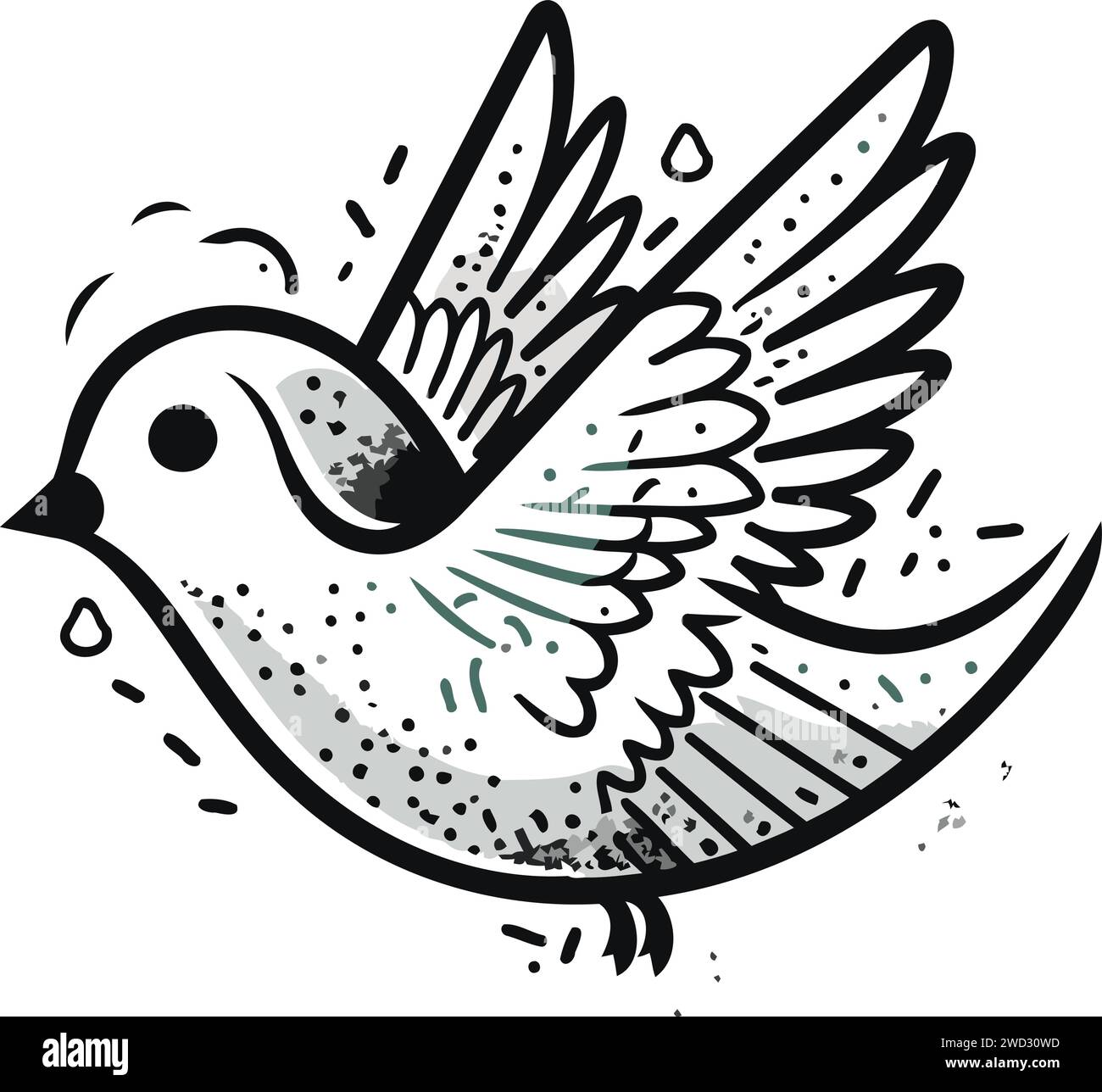 Hand drawn doodle bird isolated on white background. Vector ...