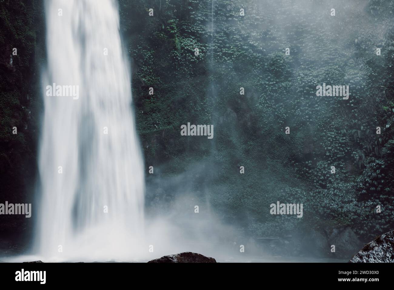 Waterfall with powerful flow in Bali, Indonesia. Epic waterfall Stock ...
