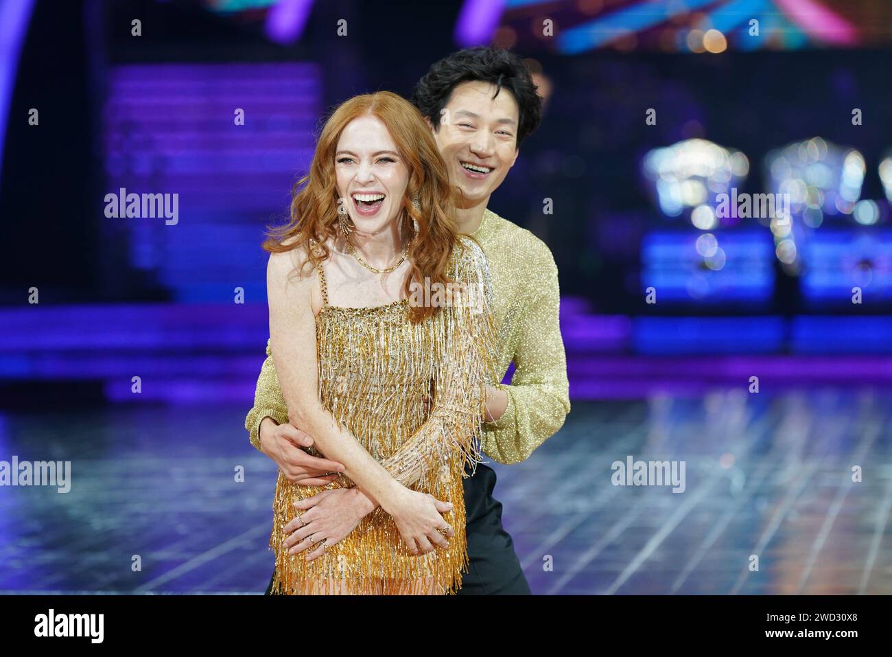 Angela Scanlon and Carlos Gu during a photocall for the Strictly Come ...