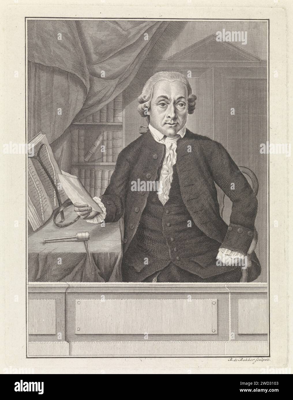 Portrait of physician and lecturer in surgery David van Gescher, Barent ...