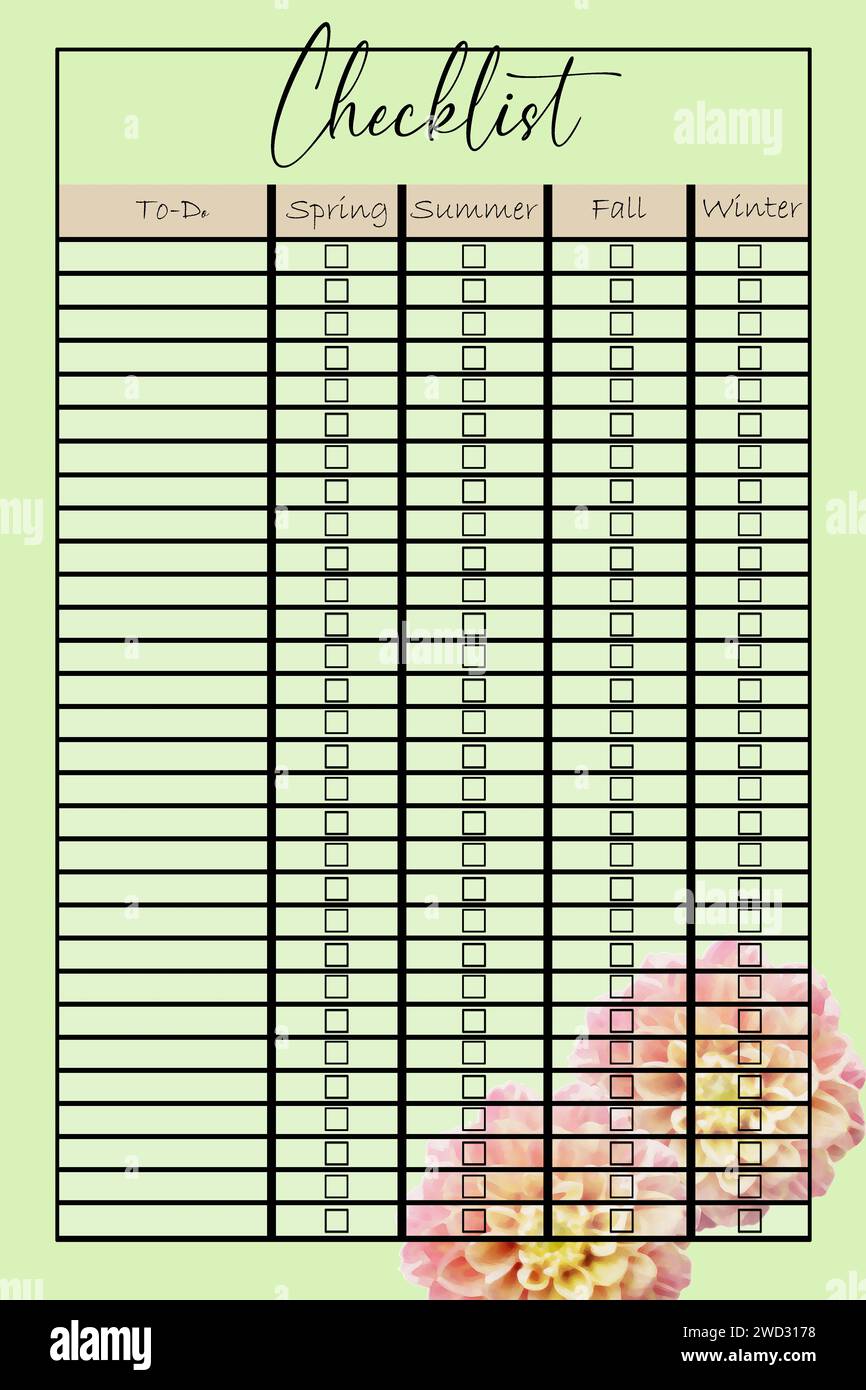 Pretty checklist page for a garden planner journal with painterly ...