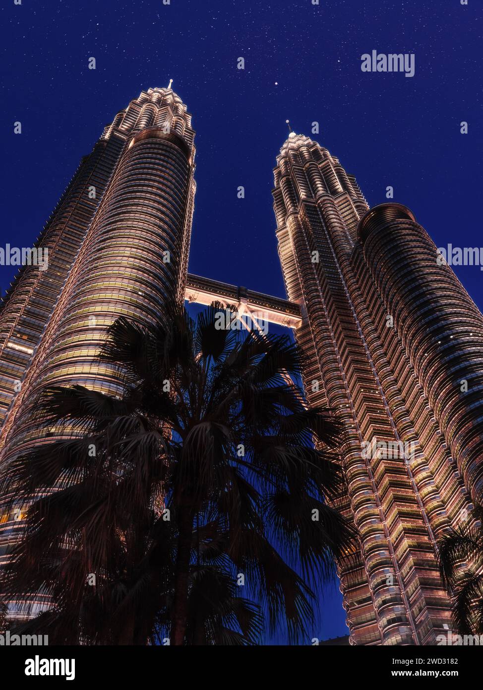 Twin towers in KL center. Skyscrapers at night Stock Photo - Alamy