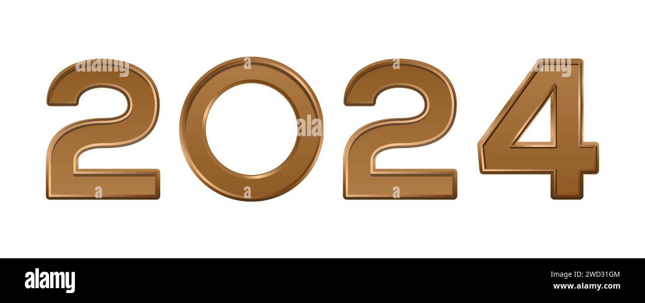 Festive golden number 2024 isolated on white background. Vector ...