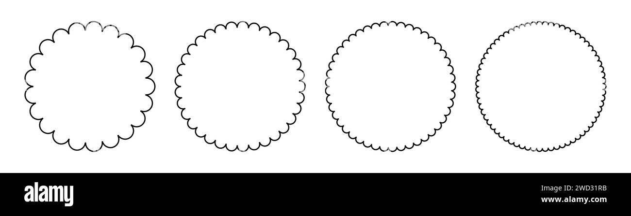 Scallop frames are round. Outline of circle different sized lace edges ...