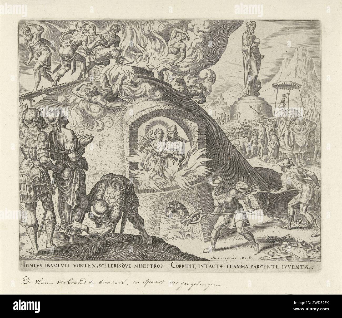 Sadrach, Mesach and Abednego are thrown into the fire, Philips Galle ...