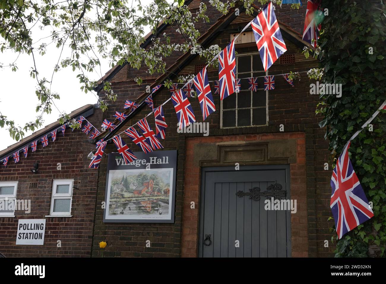 A village hall in the UK being used as a polling station, with Union ...