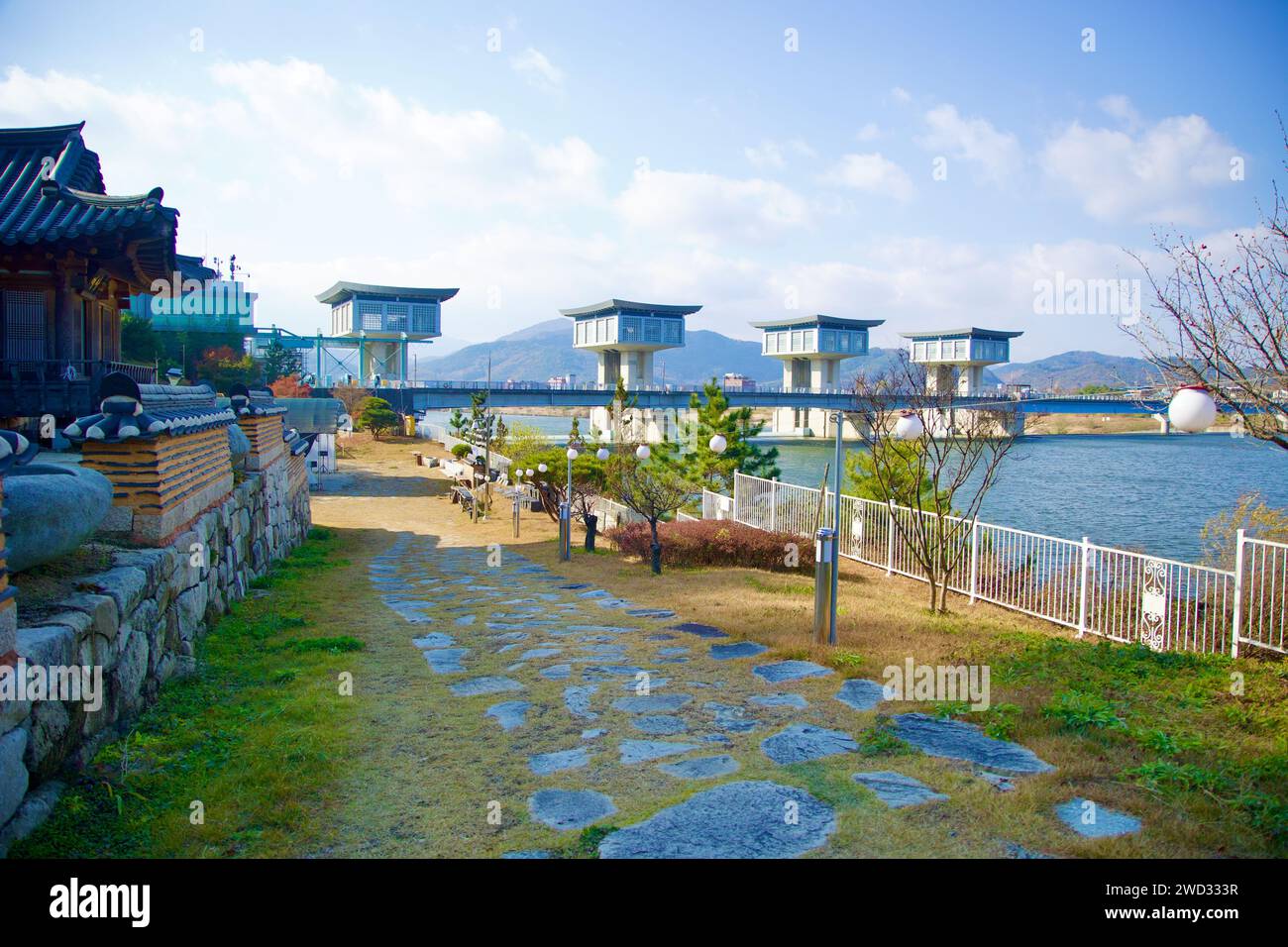 Sangju City, South Korea - November 17th, 2023: A wide shot of Nakdan ...