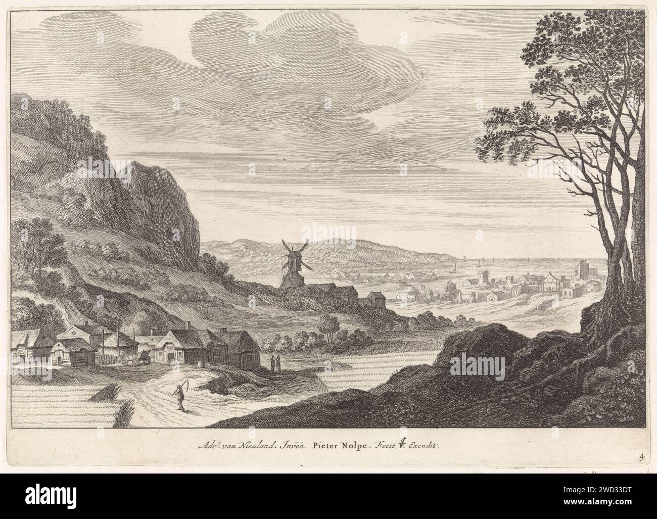 Coastal landscape with a mill, Pieter Nolpe, After Adriaen van ...