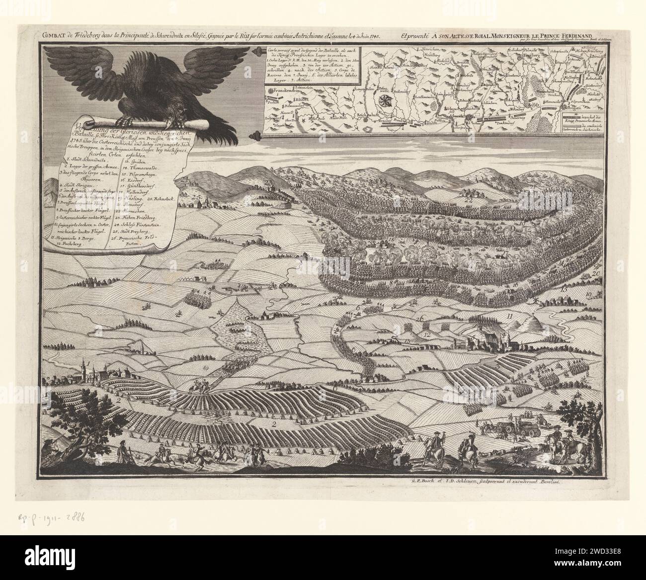 Map of the Battle of Hohenfriedberg, Georg Paul Busch, 1745 print ...