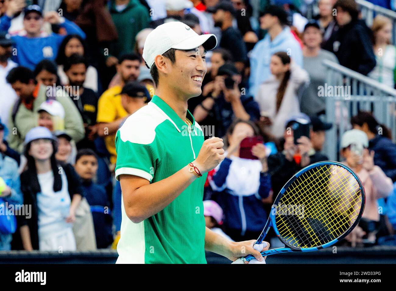 Melbourne, Australia. 18th Jan, 2024. Shang Juncheng of China reacts ...