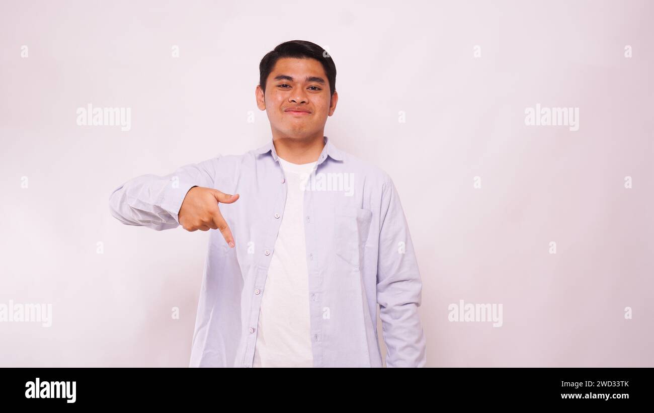 Asian man using sign language with hand. learn sign language by hand ...