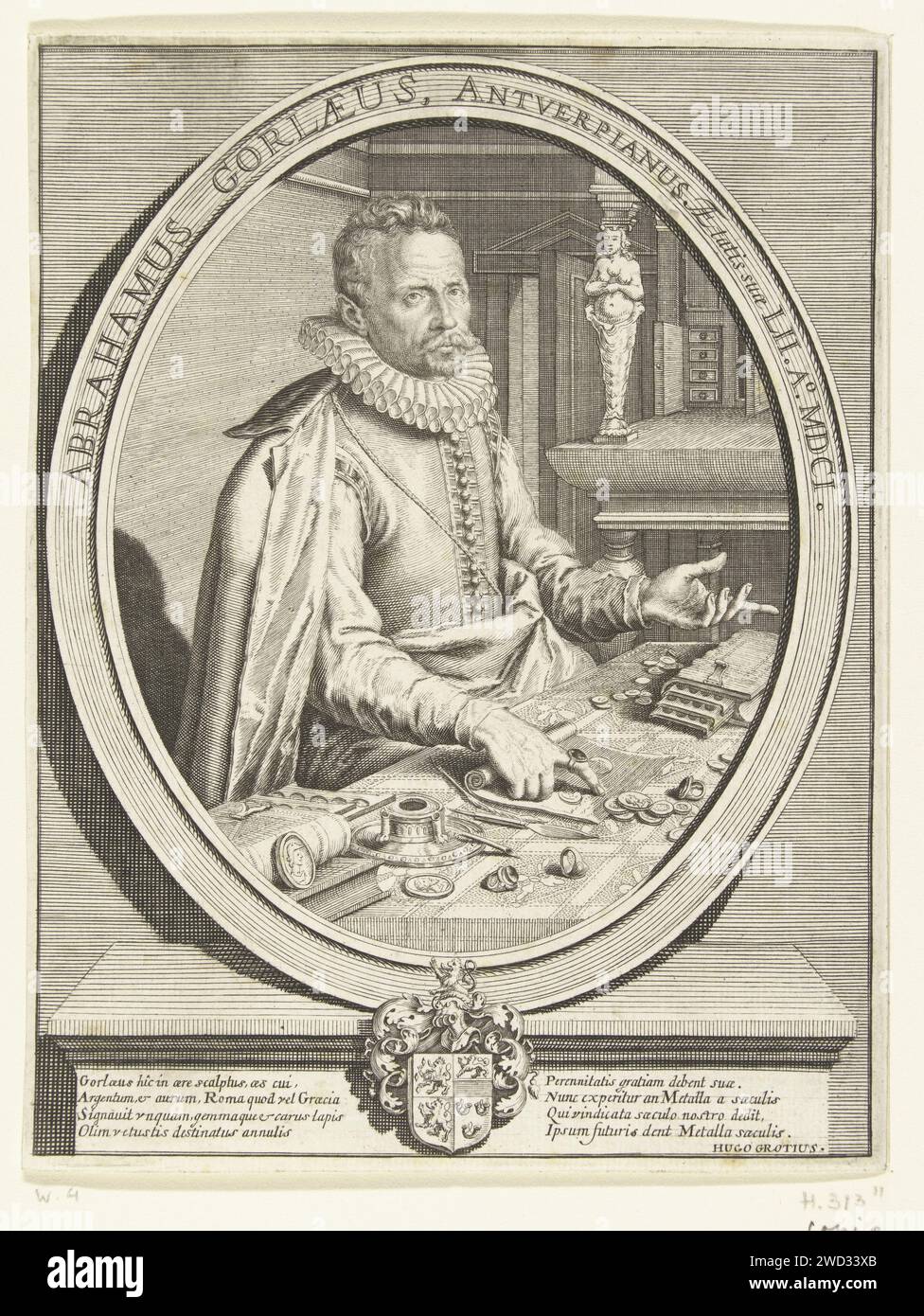 Portrait of Abraham Gorlaeus at the age of 52, Anonymous, After Jacques ...