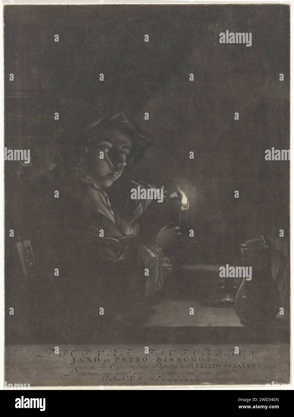Man raises his pipe, Jan Stolker, after Godfried Schalcken, 1734 - 1785 ...